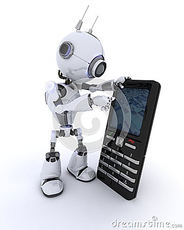Robot With Cell Phone Stock Illustration - Image: 58444586