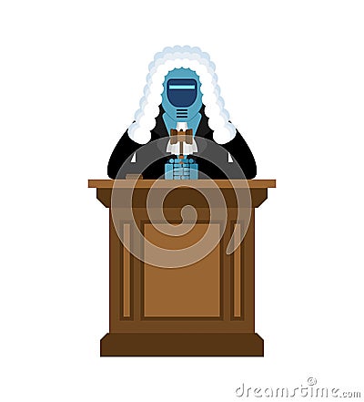 Robot Judge Of Future. Cyborg Magistrate. Cartoon Character Vector ...