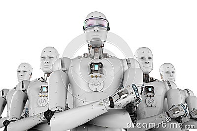 Robot Leader With Team Stock Photography | CartoonDealer.com #91775084