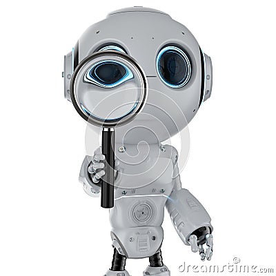 Robot With Magnifying Glass Stock Photo | CartoonDealer.com #137074866