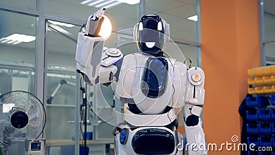 Robot Moves Its Arm Up, Then Puts It Down. Stock Video - Video of ...