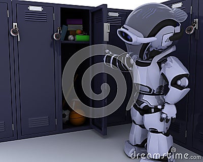 Robot With School Locker Stock Photography | CartoonDealer.com #25895498