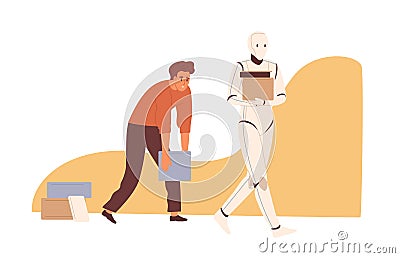 Robot Vs Human Concept. AI Versus People. Artificial Intelligence ...