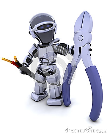 Robot With Wire Cutters And Cable Royalty Free Stock Photo - Image ...