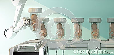 Robotic Arm Holds Capsule With An Embryo On The Conveyor Royalty-Free ...