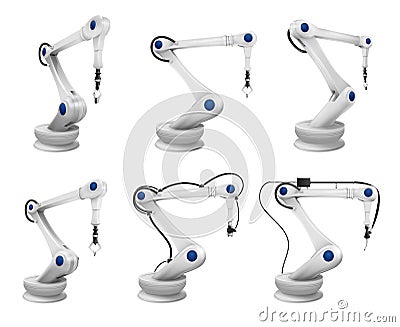 Robotic Arm Realistic Set Cartoon Vector | CartoonDealer.com #190349017