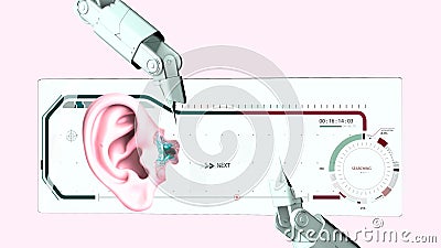 Robotic Arm And Transparent Display. Hud. Ear Study. Hearing Problems ...