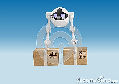 Robots, Spherical Drones Flying With Box In Their Claws Royalty-Free ...