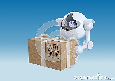 Robots, Spherical Drones Flying With Box In Their Claws Stock ...