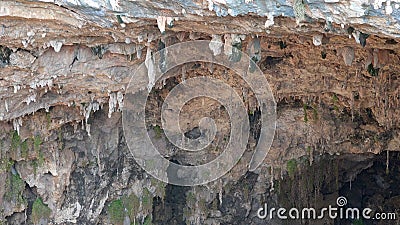 Stalactites on Ceiling of the Cave Stock Video - Video of layers ...