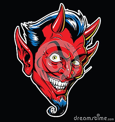 Rockabilly Devil Tattoo Vector Illustration In Full Color | CartoonDealer.com #136327391