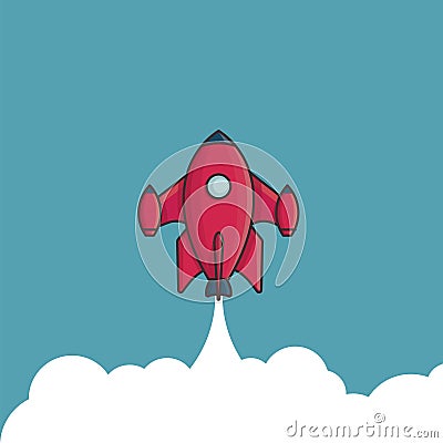 Rocket With Extra Boosters Launch Vector Illustration. Start Up ...