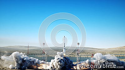 Rocket Launch Animation. Daylight. Space Launch System. Realistic 4k ...