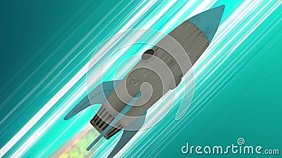 Rocket Ship Flying through Space Animation. Blue Diagonal Anime Speed ...