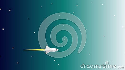 Rocket Ship Flying through Space Animation. Cartoon Modern Style Rocket ...
