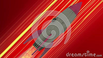 Rocket Ship Flying through Space Animation. Red Diagonal Anime Speed ...