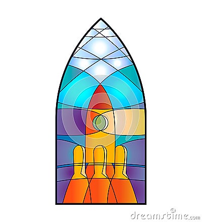 Rocket Taking Off In Stained Glass Window. Vector Illustration ...