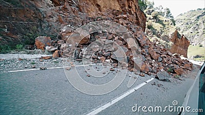 Rockfall on the road stock footage. Video of fall, hindrance - 135130854