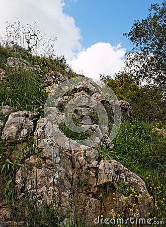 A Rocky Hill on the Mountain that Overlooks the Sea Stock Photo - Image ...