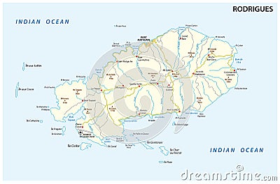 Rodrigues Island Road Vector Map Royalty-Free Stock Photography ...