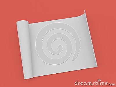 Rolled Up Roll Of White Paper A4 Size On A Red Background. Royalty-Free ...