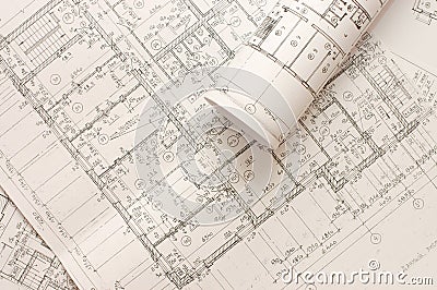 Rolls Of Engineering Drawings Royalty Free Stock Photos - Image: 10876558