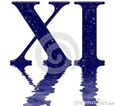 Roman Numeral 11, Eleven, Star Sky Texture Imitation, Reflected On The ...