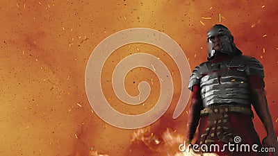 Roman Soldier Surrounded by Flames Stock Video - Video of dramatic ...