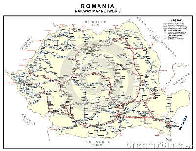 Romania Railways Map Stock Illustration - Image: 71562374