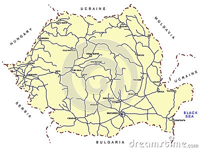 Romanian Railway Map - Cdr Format Vector Illustration | CartoonDealer ...