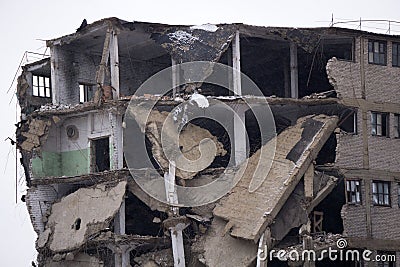 Room Sections In The Half-destroyed Building. The Collapse Of The Wall ...