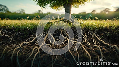 The Root System Of Agricultural Land, Depicting The Soil Structure ...