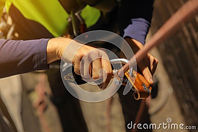 Inspector Industrial Hand Clipping Self Controller Stop A Fall Arrester ...