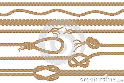 Rope Brushes With Different Knots Set Vector Illustration ...
