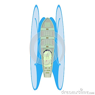 Roro Ship Icon Isometric Vector. Large Modern Cargo Ship And Ocean Wave ...