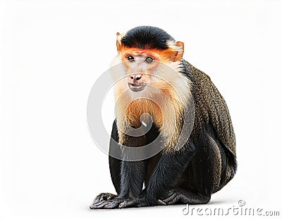 The Rosy-Cheeked Monkey, Isolated On A White Background. Royalty-Free ...