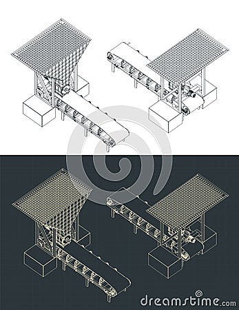 Rotary Feeder Isometric Blueprints Vector Illustration | CartoonDealer ...