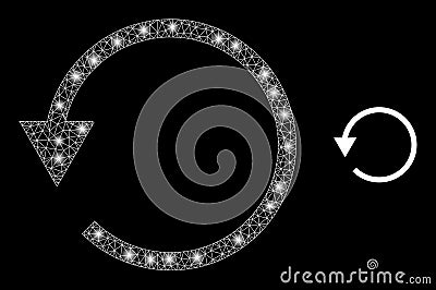 Rotate CCW Icon - Wireframe Mesh With Glare Spots Vector Illustration ...