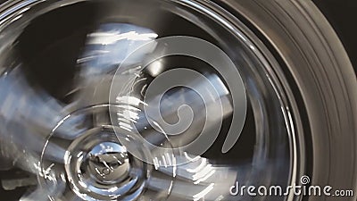 Rotating Car Wheel Chrome Disk with Stroboscopic Effect Stock Video ...
