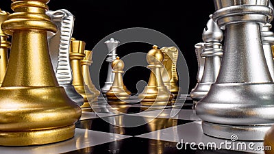 Rotating Chessboard with Pieces and Digital Graphics Elements, Chess ...