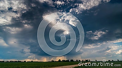 Rotating Cloud with Funnel Cloud and Rain Moving Fast, Timelapse 4k ...