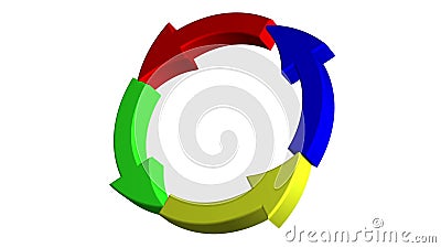 Rotating Colored Circle with Arrows Isolated on White Background. Stock ...