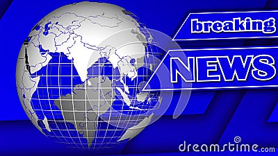 Rotating Earth Globe In Front Of Moving Blue Abstract Graphic Elements ...