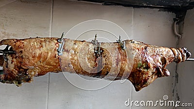Rotating lamb on the spit stock video. Video of rotate - 246250159