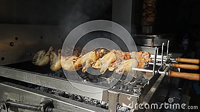 Rotating Spit Roast Chicken Stock Footage - Video of open, cook: 52138930