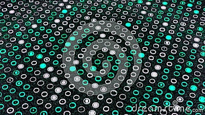 Rotating Surface Of Green And White Blinking Circles On A Dark Grey ...