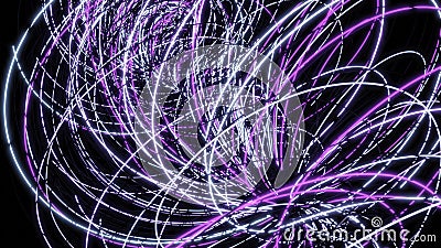 Rotating Vortex Of Colorful Lines On Black Background. Design. Glowing ...