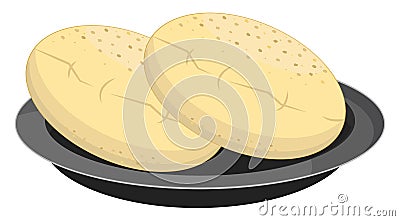 Roti On Plate, Icon Vector Illustration | CartoonDealer.com #261383464
