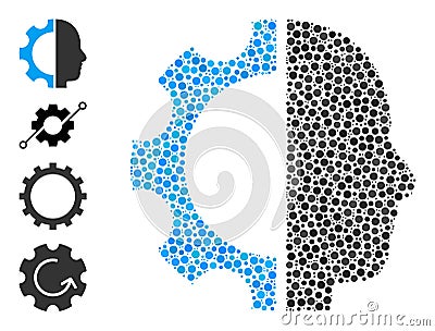 Dotted Cyborg Gear Collage Of Rounded Dots With Other Icons Vector ...