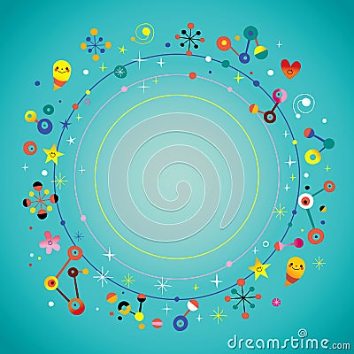 Round Frame Retro Border - Invention, Science, Technology Vector ...